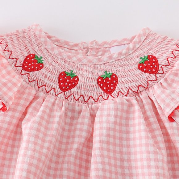 One Pieces | Boutique Strawberry Smocked Baby Girls Pink Bubble Romper Jumpsuit | Poshmark